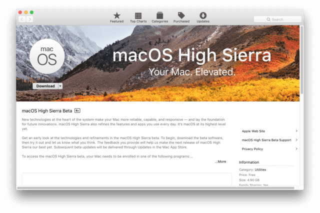 Apple lanza macOS 10.13.1 Beta 4 para desarrolladores