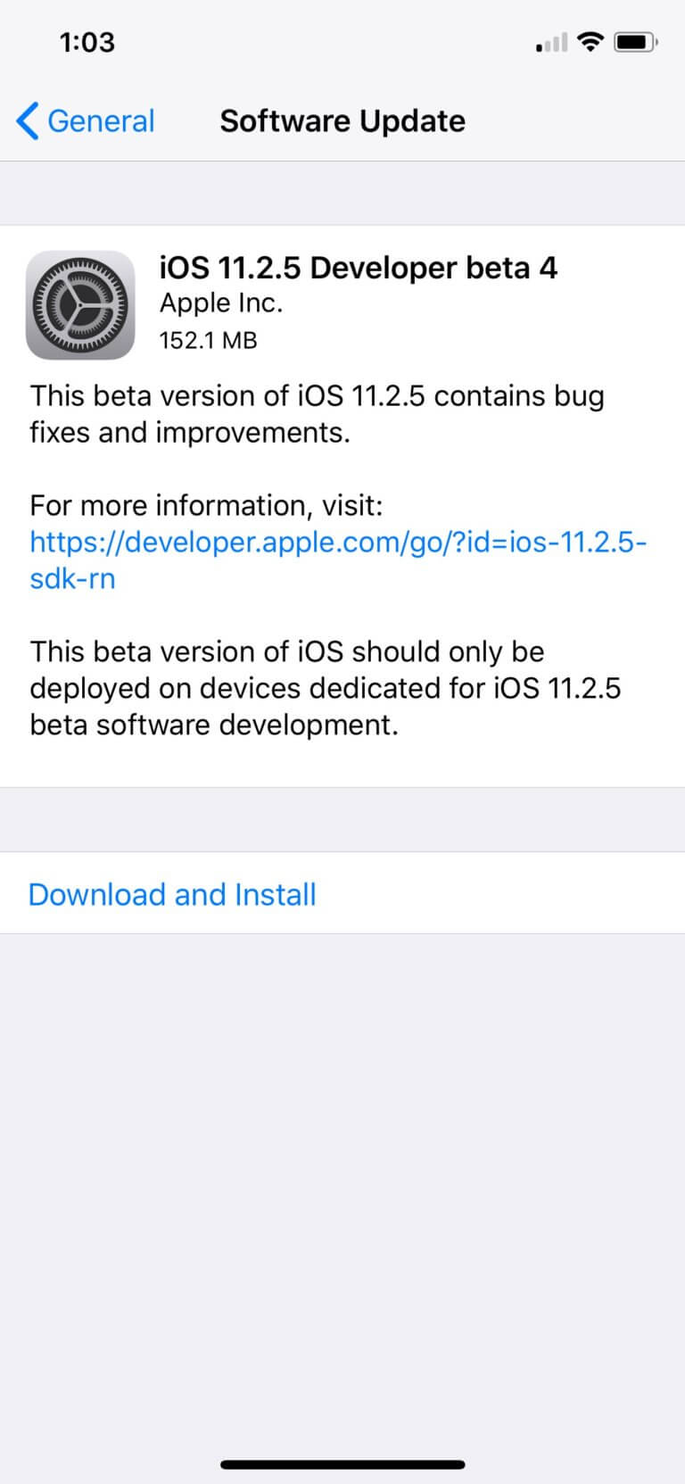 Apple genera la cuarta beta de iOS 11.2.5 para desarrolladores