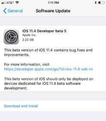iOS 11.4 Beta 5 disponible para el iPhone e iPad