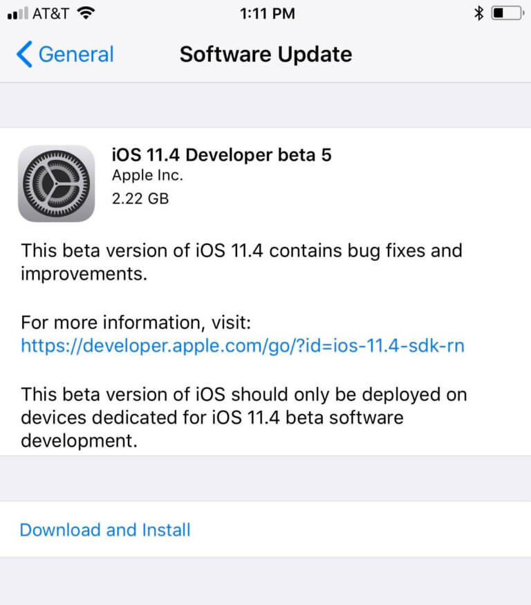 iOS 11.4 Beta 5 disponible para el iPhone e iPad
