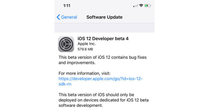 Apple lanza actualización de iOS 12 Beta 4 [Descargar]